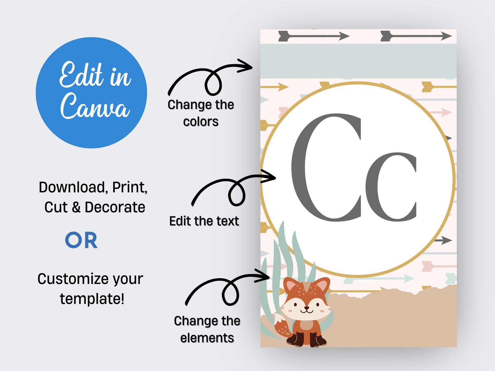 Boho Theme Classroom Alphabet Poster - Editable Templates for Daycare ...