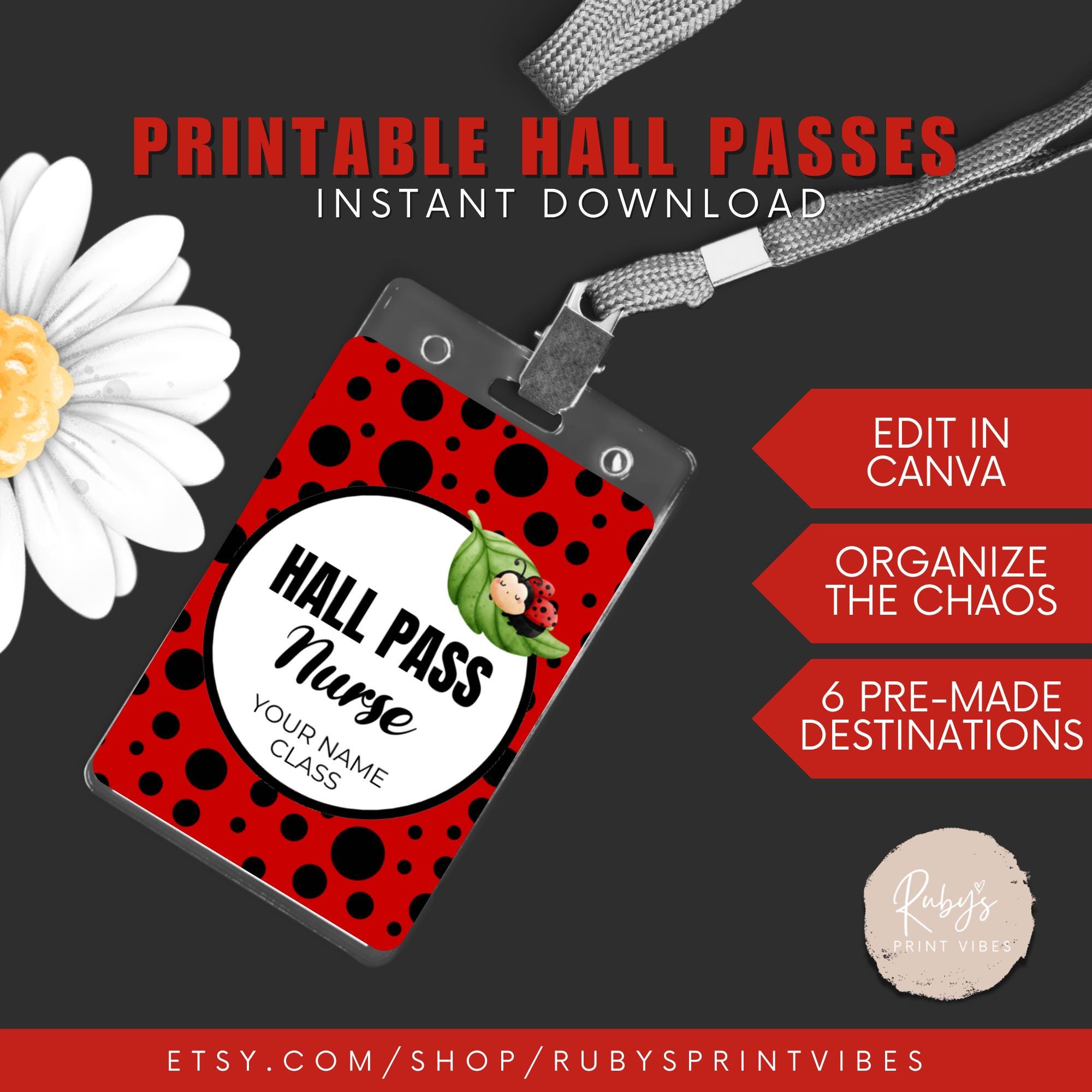 Printable Hall Pass for Teacher Classroom Management Editable Hall Pass ...