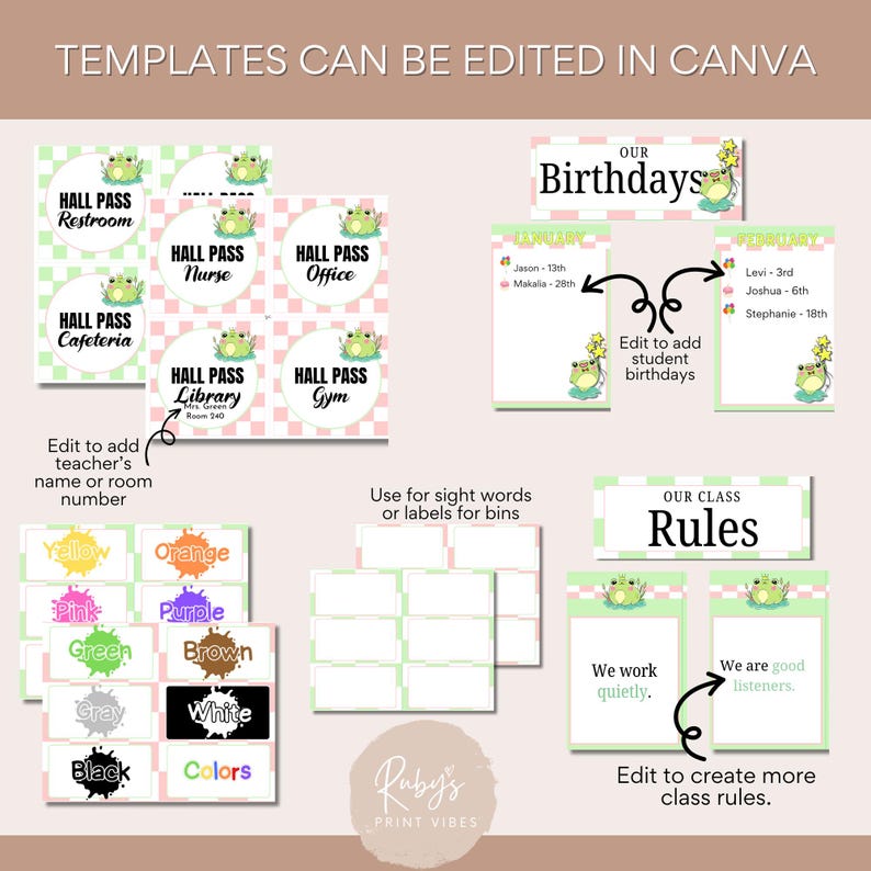 Classroom Decor Bundle: Frog Theme Editable Decorations | Classroom ...