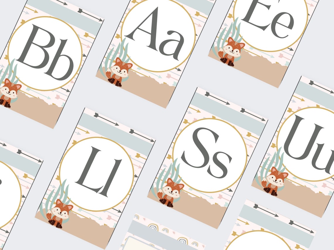 Boho Theme Classroom Alphabet Poster - Editable Templates for Daycare ...
