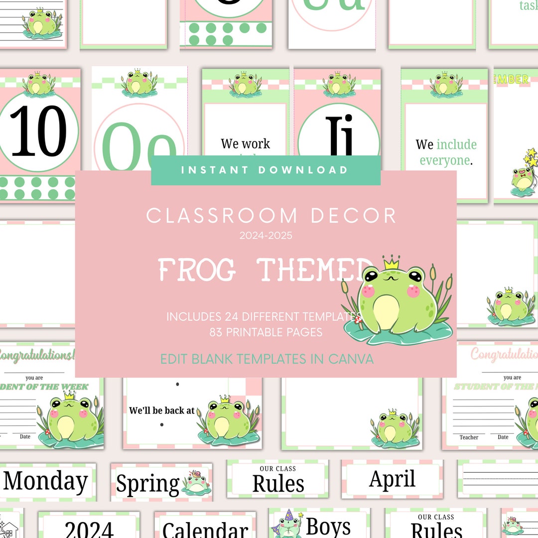 Classroom Decor Bundle: Frog Theme Editable Decorations Classroom ...