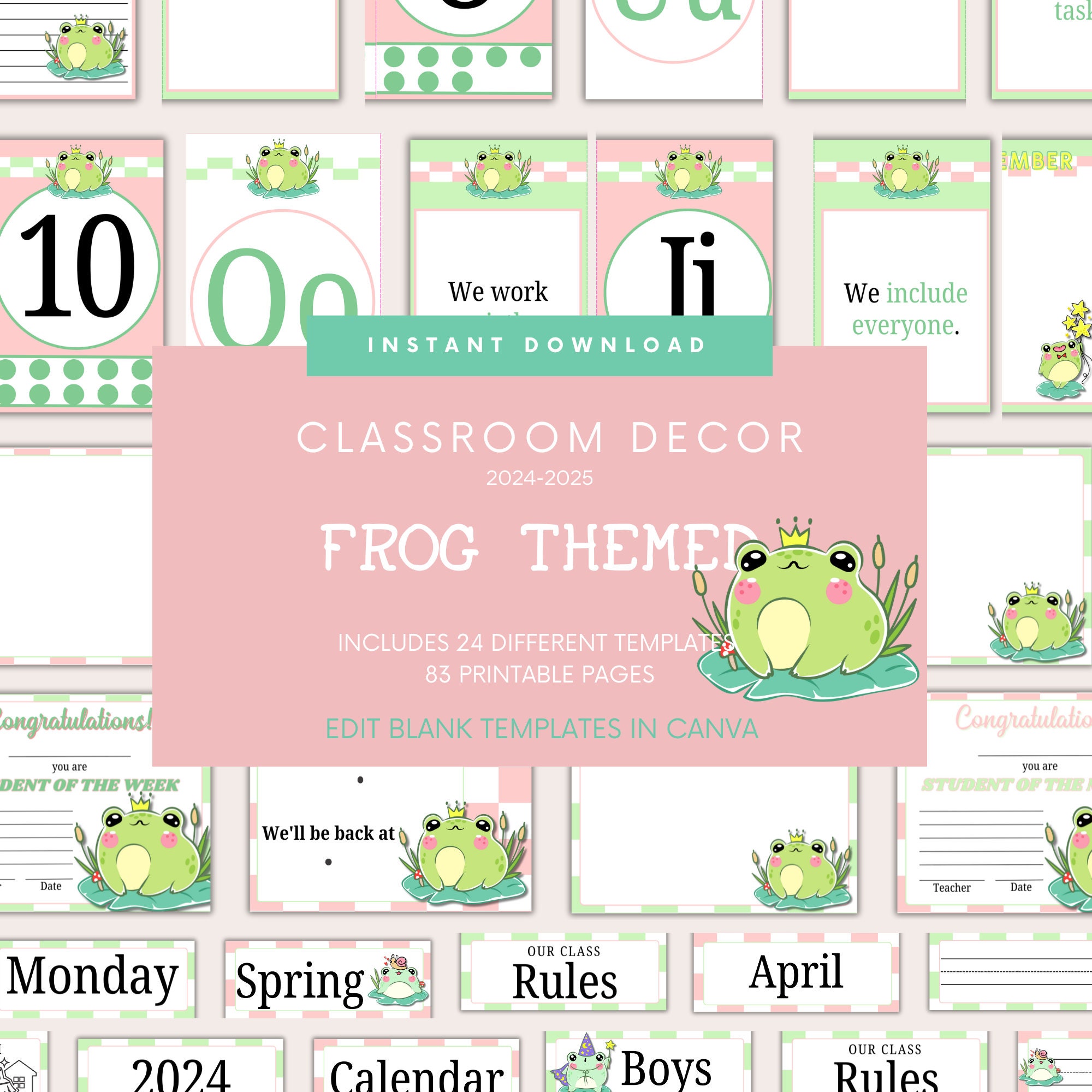 Classroom Decor Bundle: Frog Theme Editable Decorations Classroom ...
