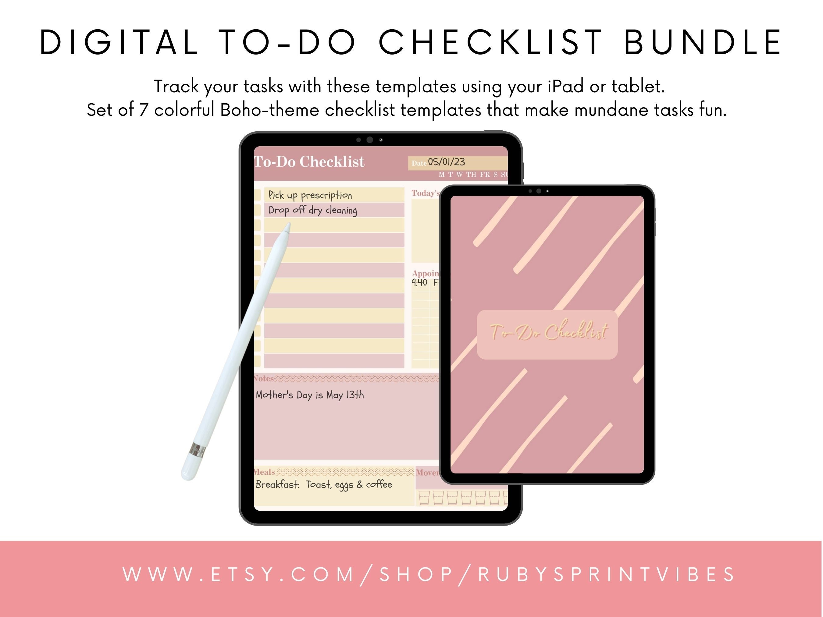 Boho Printable To-do Checklist Digital Daily Planner Bohemian Theme ...