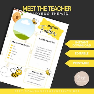 Meet the Teacher Template Editable Canva Teacher Introduction Flyer ...