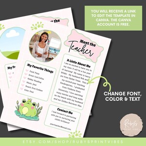 Frog Theme Meet the Teacher Template, Editable Teacher Introduction ...