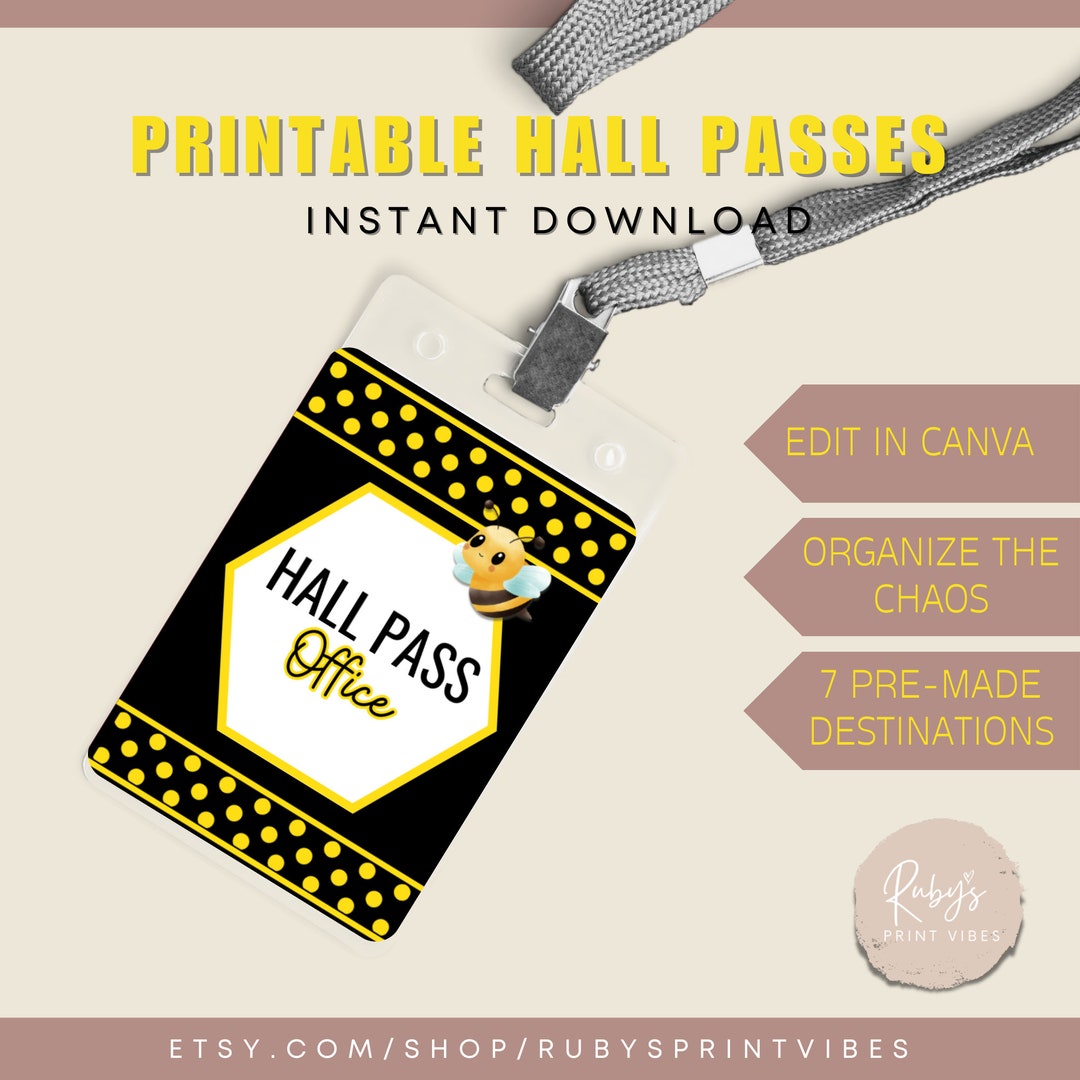Editable and Printable Classroom Hall Passes for Teachers in Elementary ...