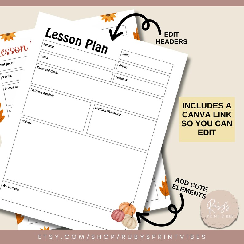 Spring Themed Daily Lesson Plan Template for Teacher Lesson Planning ...