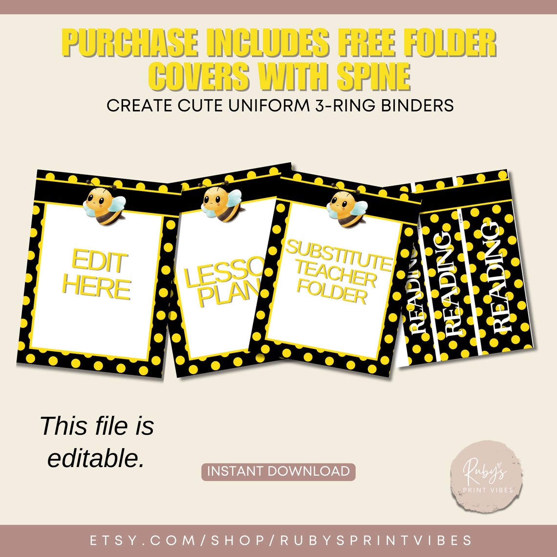 2024 2025 Printable Teacher Planner With a Bumble Bee Theme Can Be Used ...