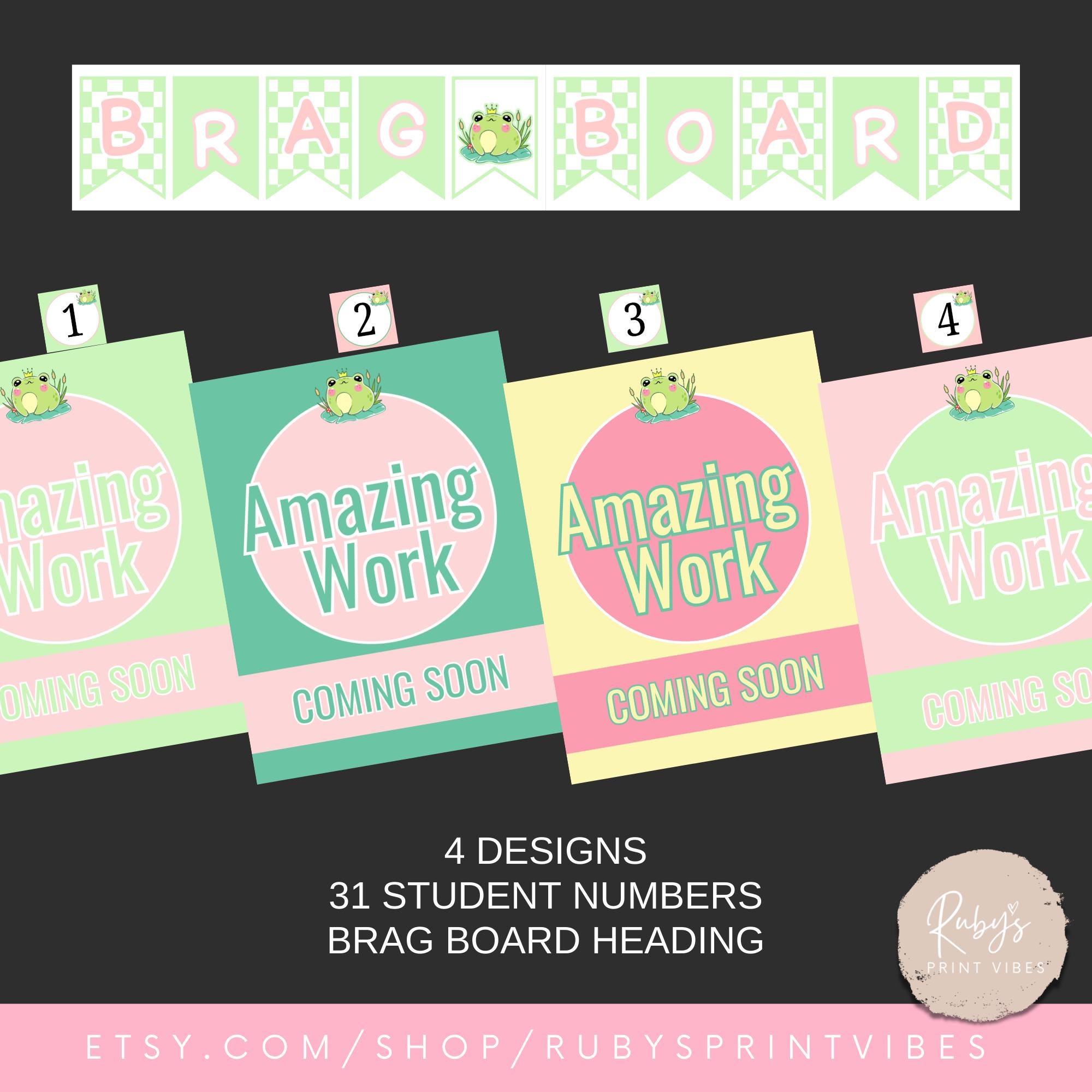 Brag Board Poster Set - Display Your Students' Amazing Work | Includes ...
