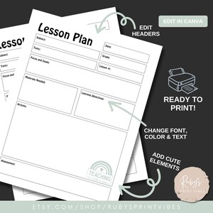 Daily Lesson Plan Template for Teacher Lesson Planning Pdf Instant ...