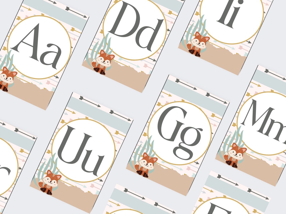 Boho Theme Classroom Alphabet Poster - Editable Templates for Daycare ...
