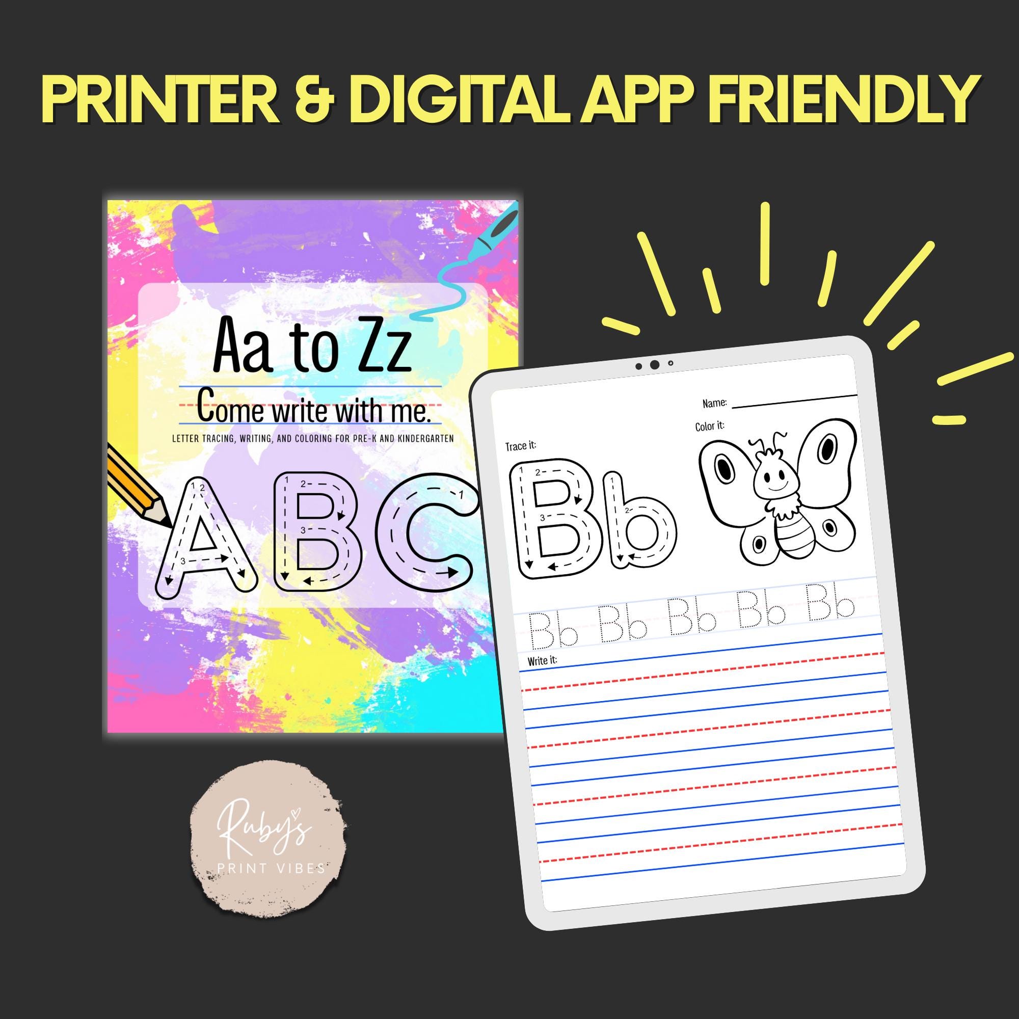 Alphabet Workbook for Pre-k to Kindergarten Trace, Write, and Color ...