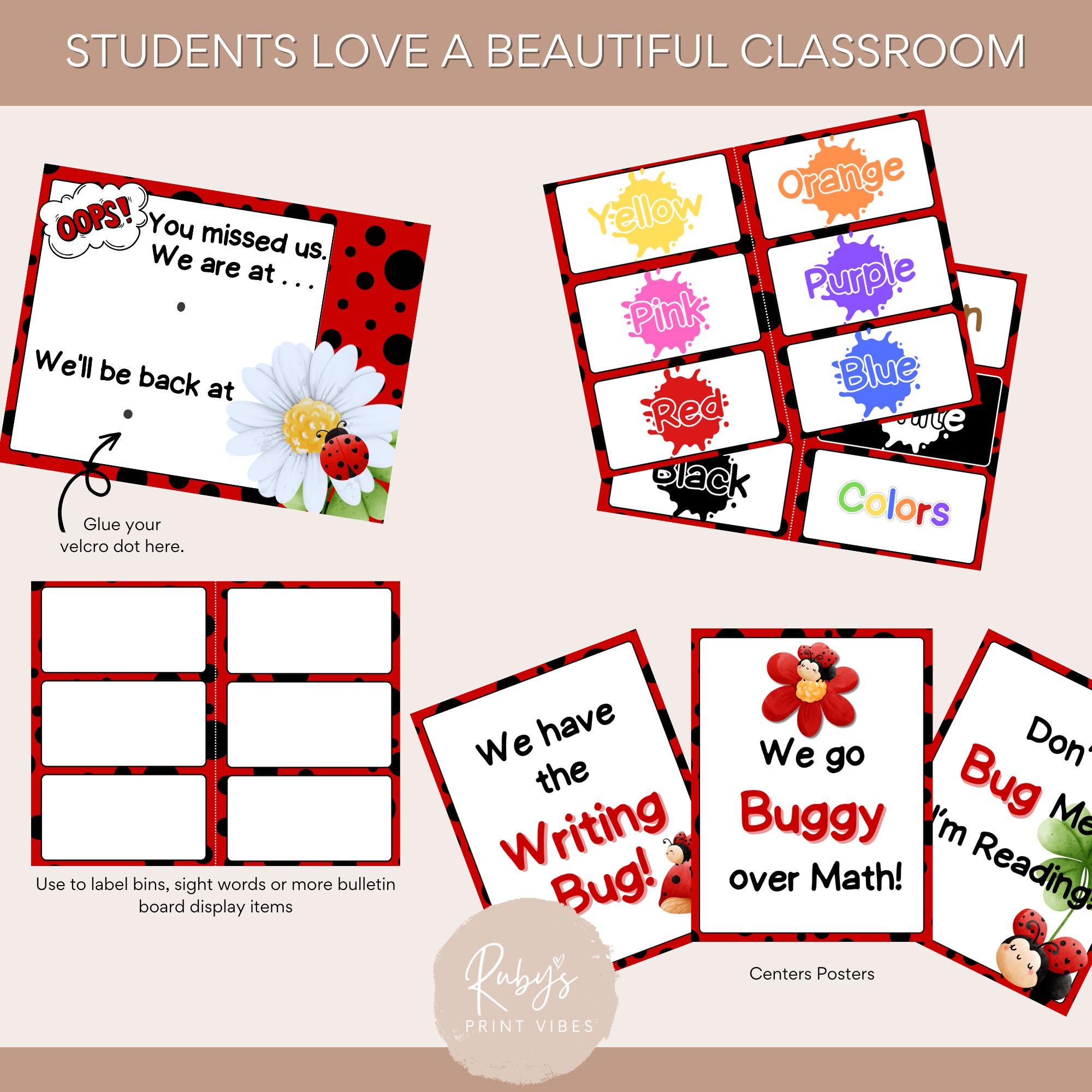 Classroom Decor Bundle: Ladybug Theme Decorations | Classroom Labels ...