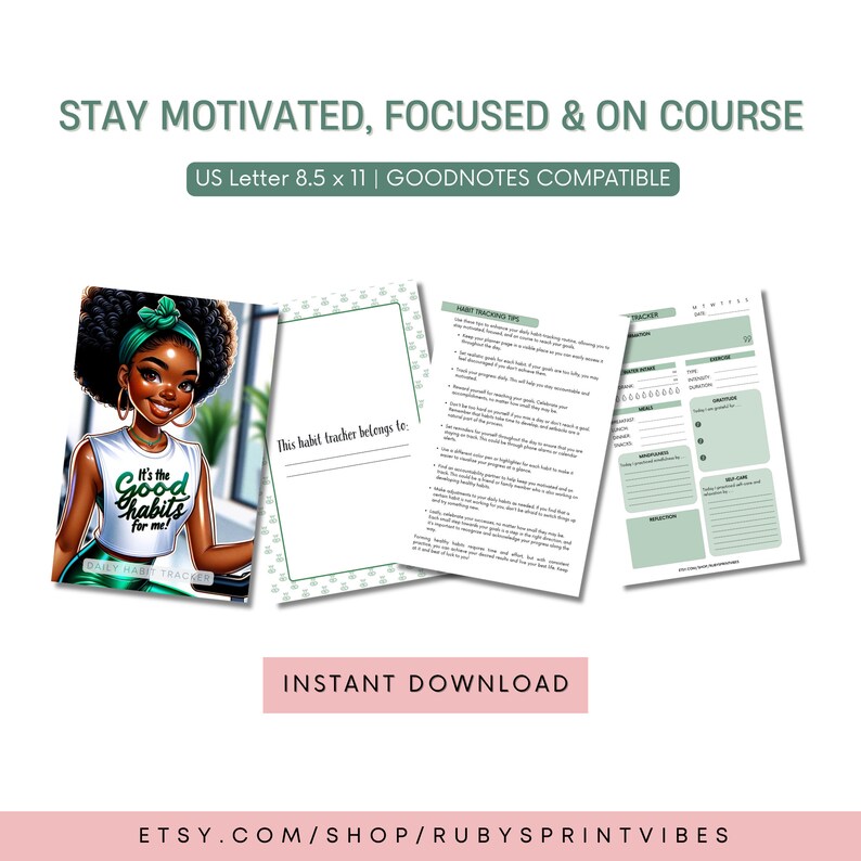 Daily Habit Tracker Digital Printable Everyday Habit Tracker Goodnotes ...