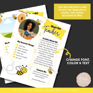 Meet the Teacher Template Editable Canva Teacher Introduction Flyer ...