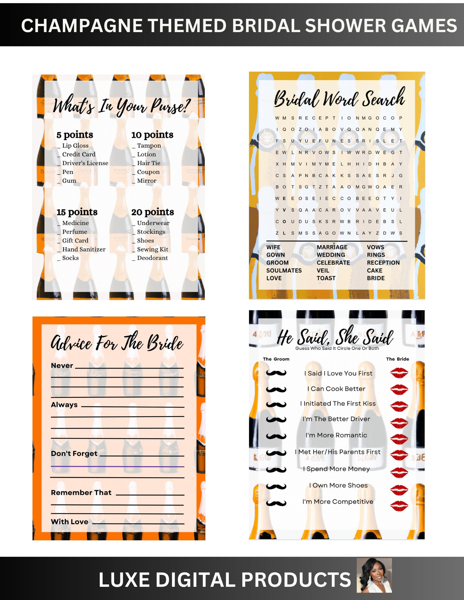Best Bridal Shower Games | Champagne Themed Games| Black Bride | 2023 ...