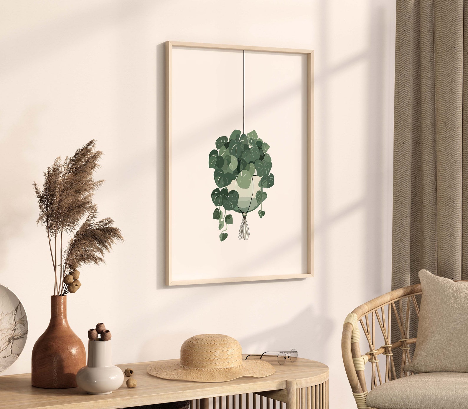 Set of 6 Prints, Botanical Hanging Plants Poster, Green Wall Art ...