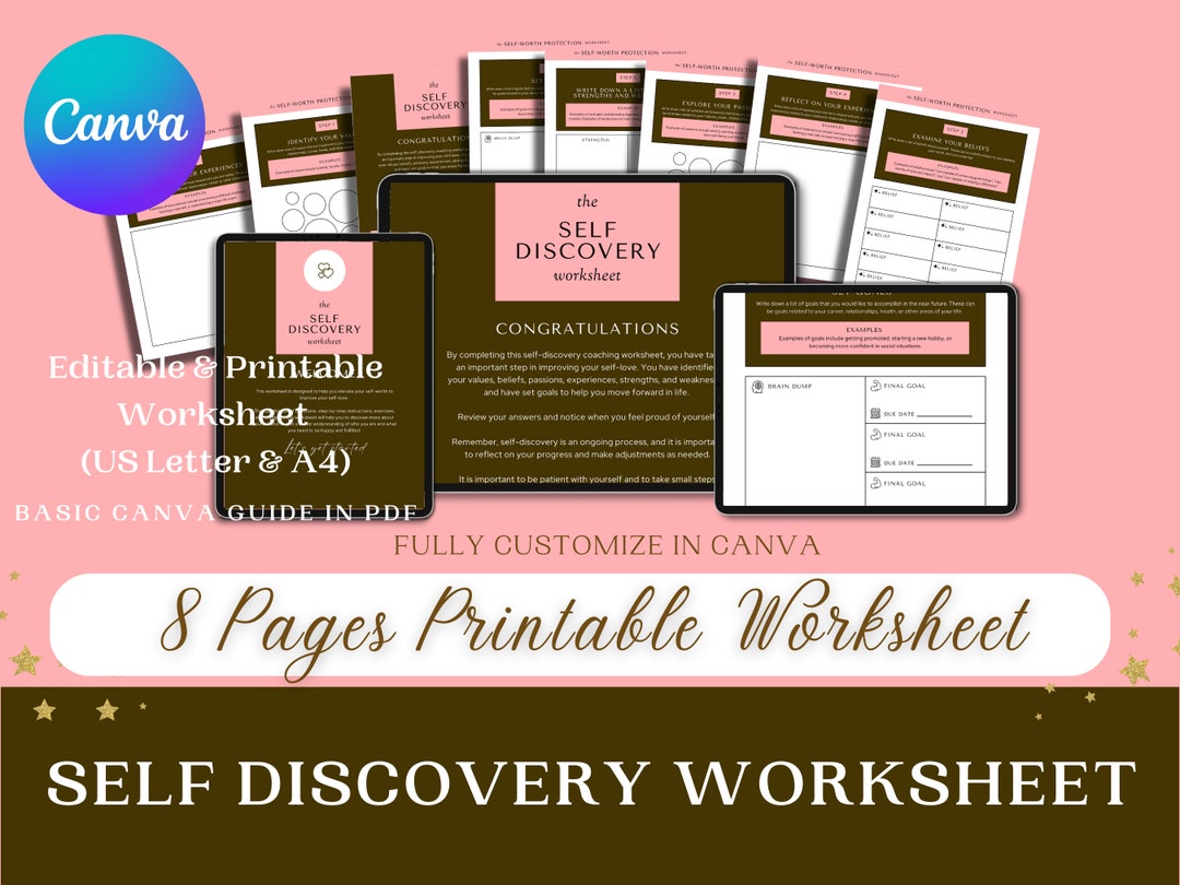 Editable Self Discovery Worksheet Emotional Intelligence Self Discovery ...