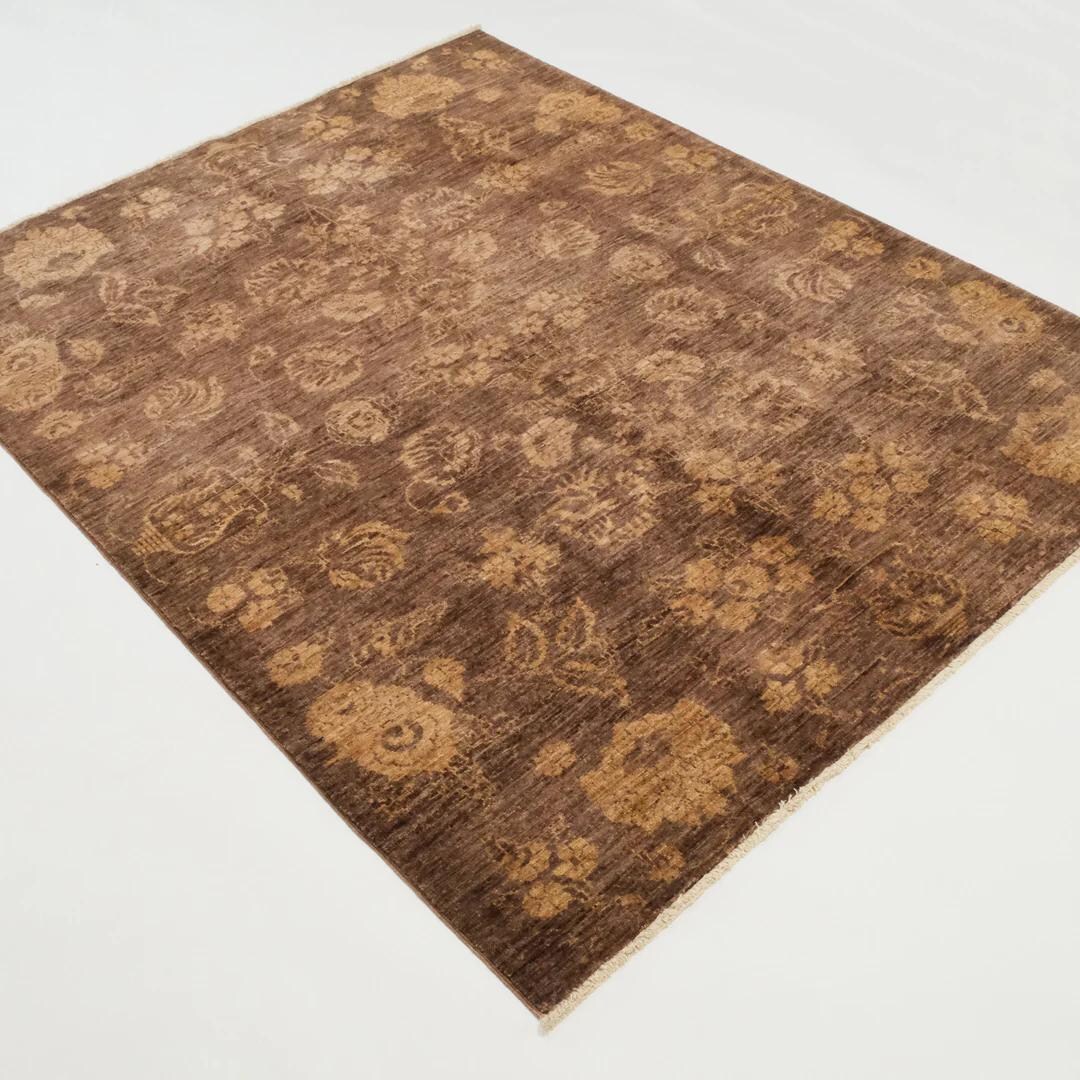 Handwoven Retro Vintage Wool Rug Brown, 146x190 Cm approx. 4'9 X 6'3 ...