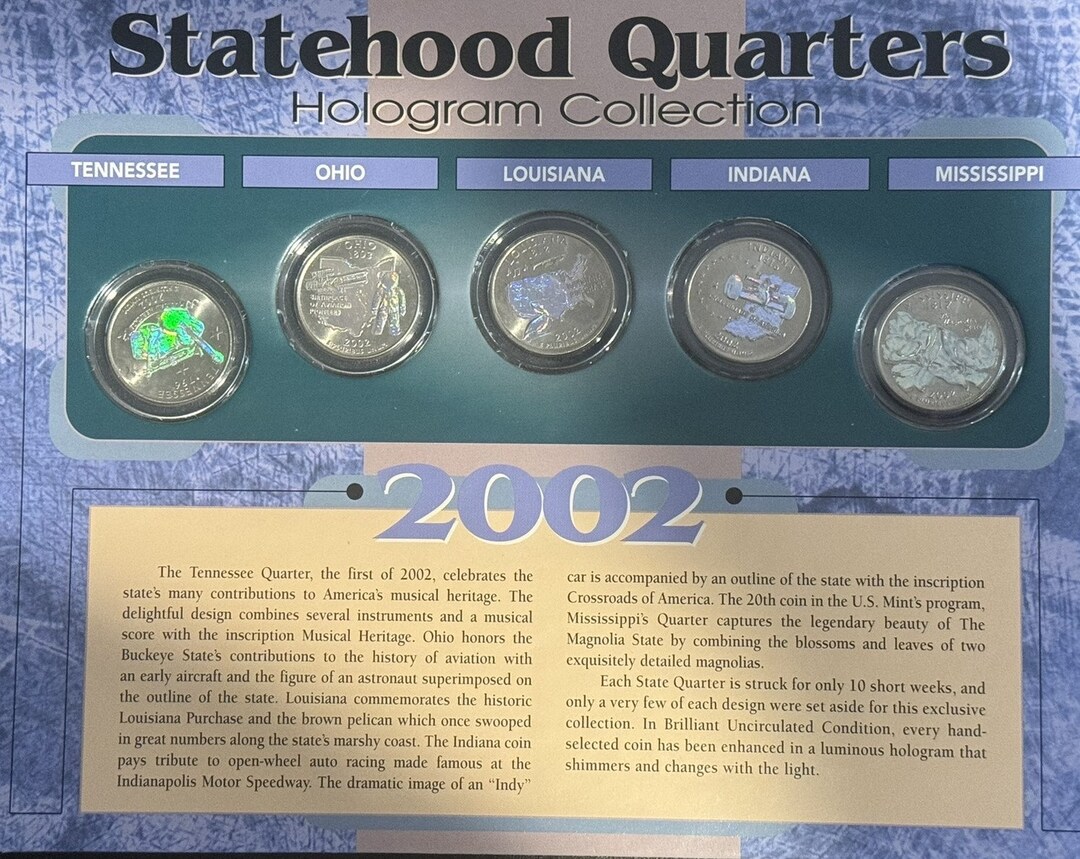 2002 US Statehood Quarters HOLOGRAM Collection - 5 Coins - Etsy