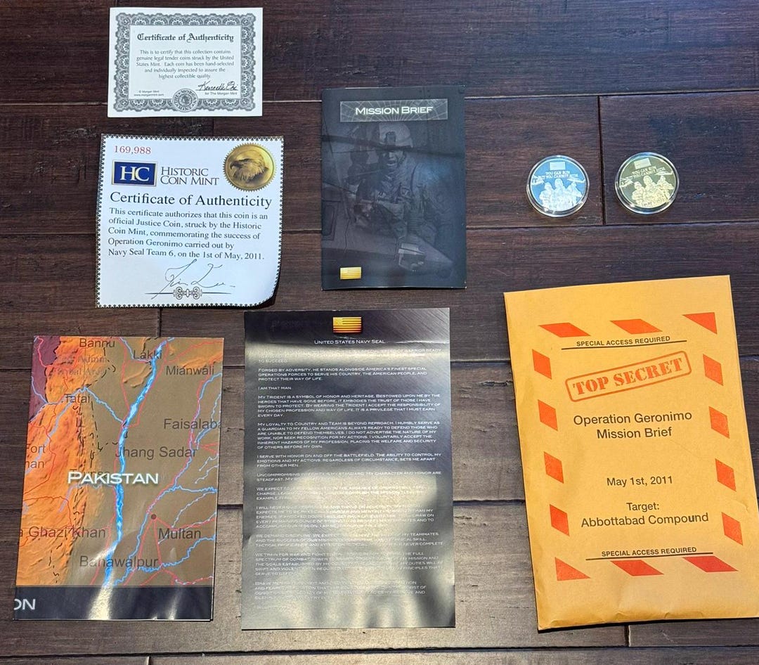 Historic Coin Mint 2011 Operation Geronimo Mission 2 Coins With Map ...