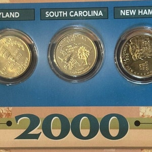 1999 Thru 2001 US Statehood Quarters 24K GOLD PLATED W/capsules - 15 ...