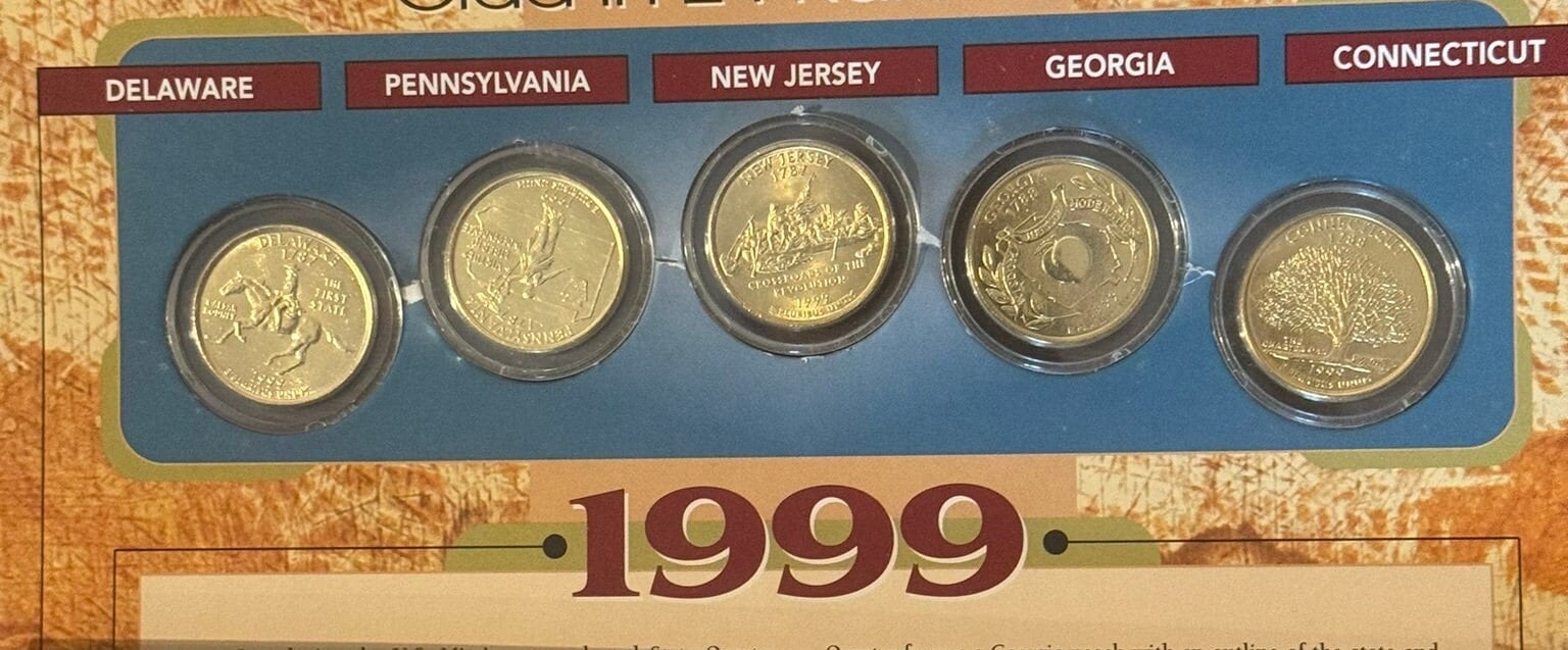 1999 Thru 2001 US Statehood Quarters 24K GOLD PLATED W/capsules - 15 ...