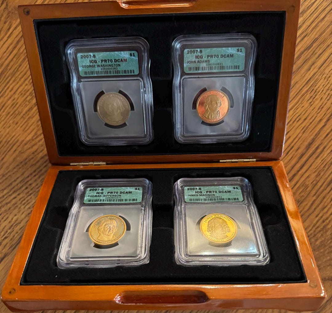 2007 S President Dollar Coin Set in Wooden Box ICG PR70 - Etsy