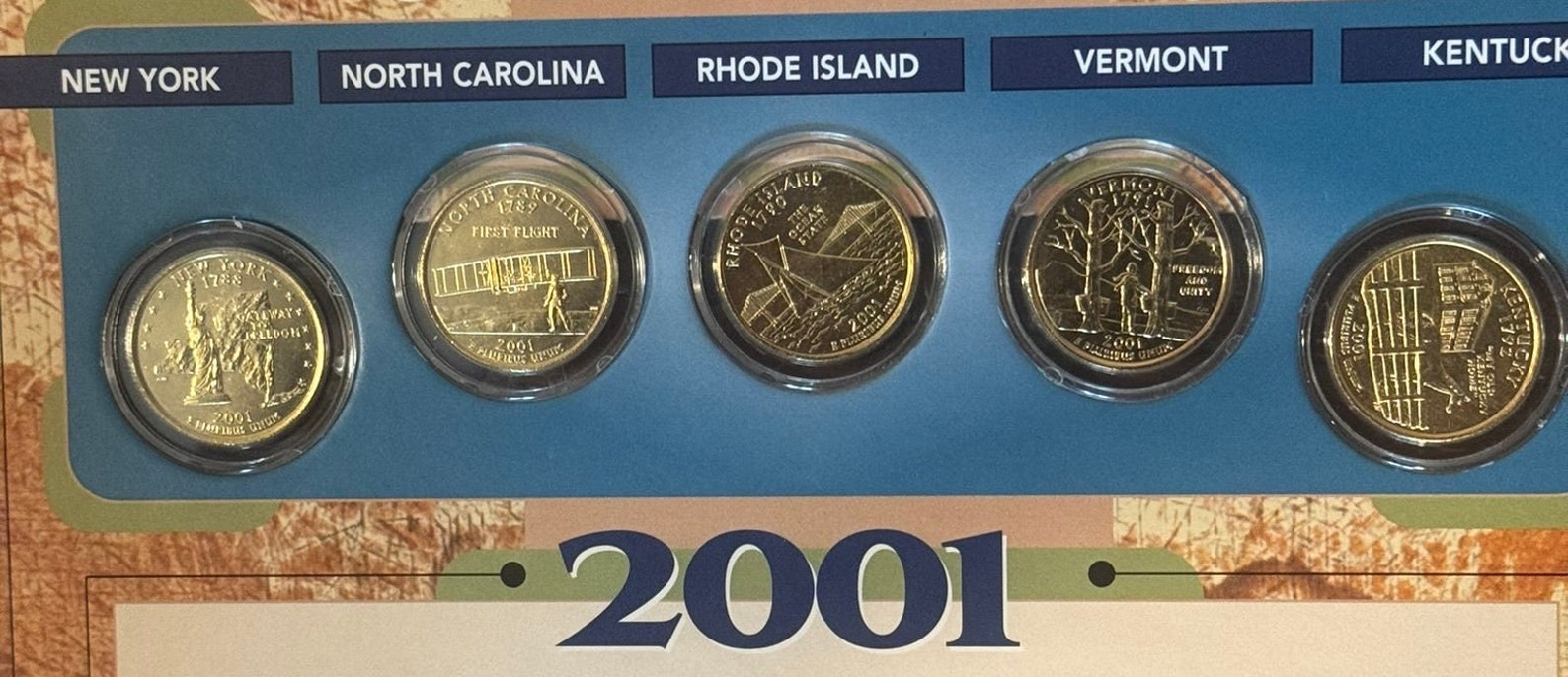 1999 Thru 2001 US Statehood Quarters 24K GOLD PLATED W/capsules - 15 ...