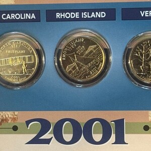 1999 Thru 2001 US Statehood Quarters 24K GOLD PLATED W/capsules - 15 ...
