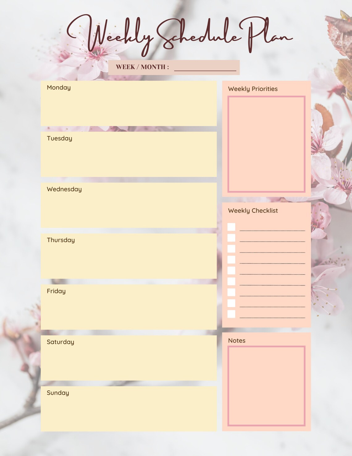 Minimal Weekly Schedule Planner - Etsy
