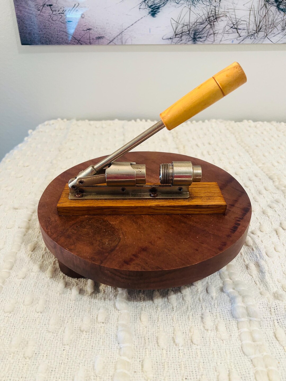 Vintage Reeds Rocket Pecan Nut Cracker Metal W/oak Wood Base ~ Heavy ...