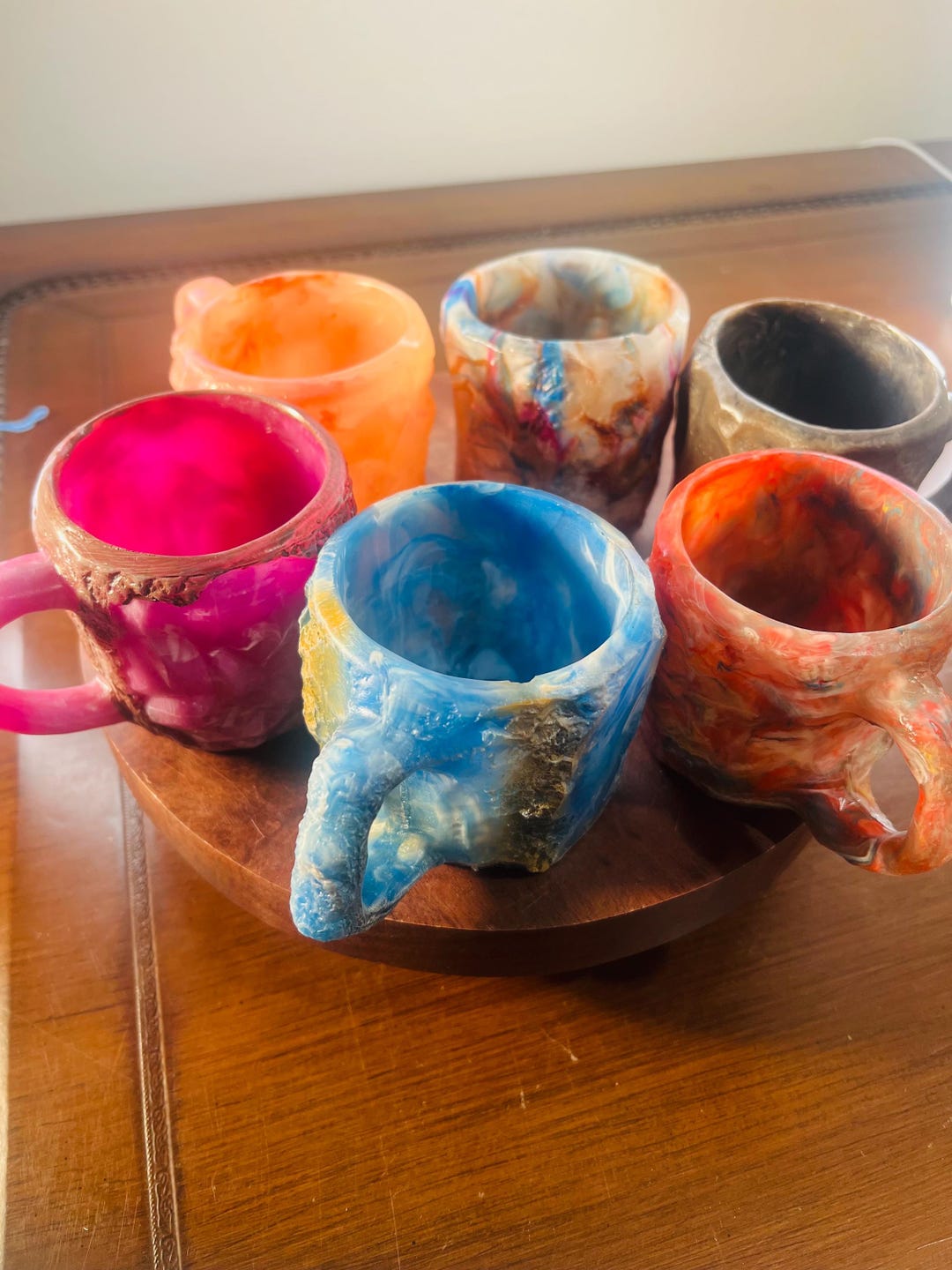 New Mineral Resin Coffee Mugs Colorful Mug Exquisite Elegant Set of 6 ...