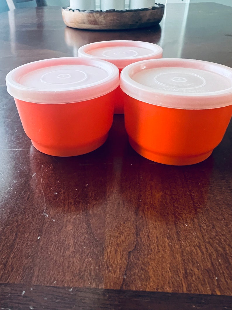 Vintage Tupperware Snack Cups, Set of Three, Orange Tupperware ...