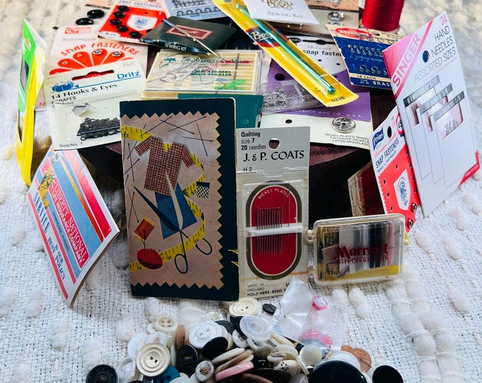 Lot of Sewing Notions Buttons Needles Sewing Sets Etc - Etsy