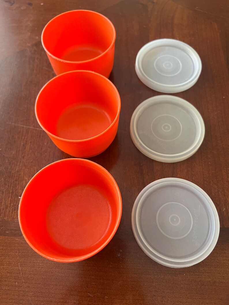 Vintage Tupperware Snack Cups, Set of Three, Orange Tupperware ...