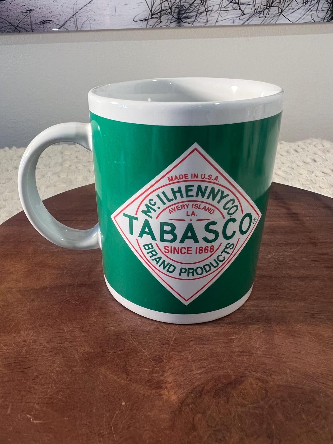 Vintage Tabasco Coffee Mug Cup White & Green Mcilhenny Brand Hot Sauce ...