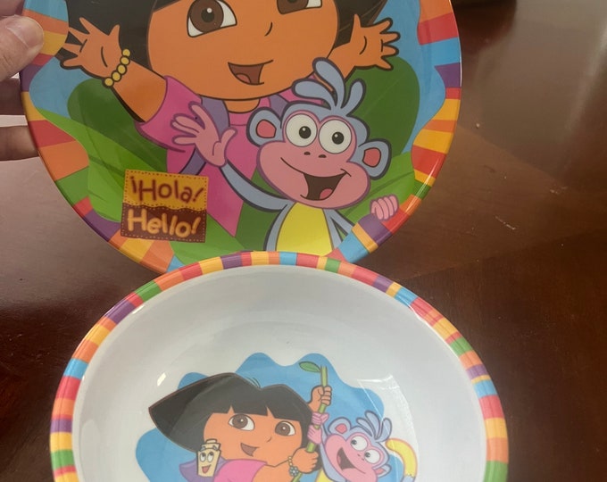 Dora the Explorer 8" Child's Plate Hola Hello Colorful Plate & Bowl by ...