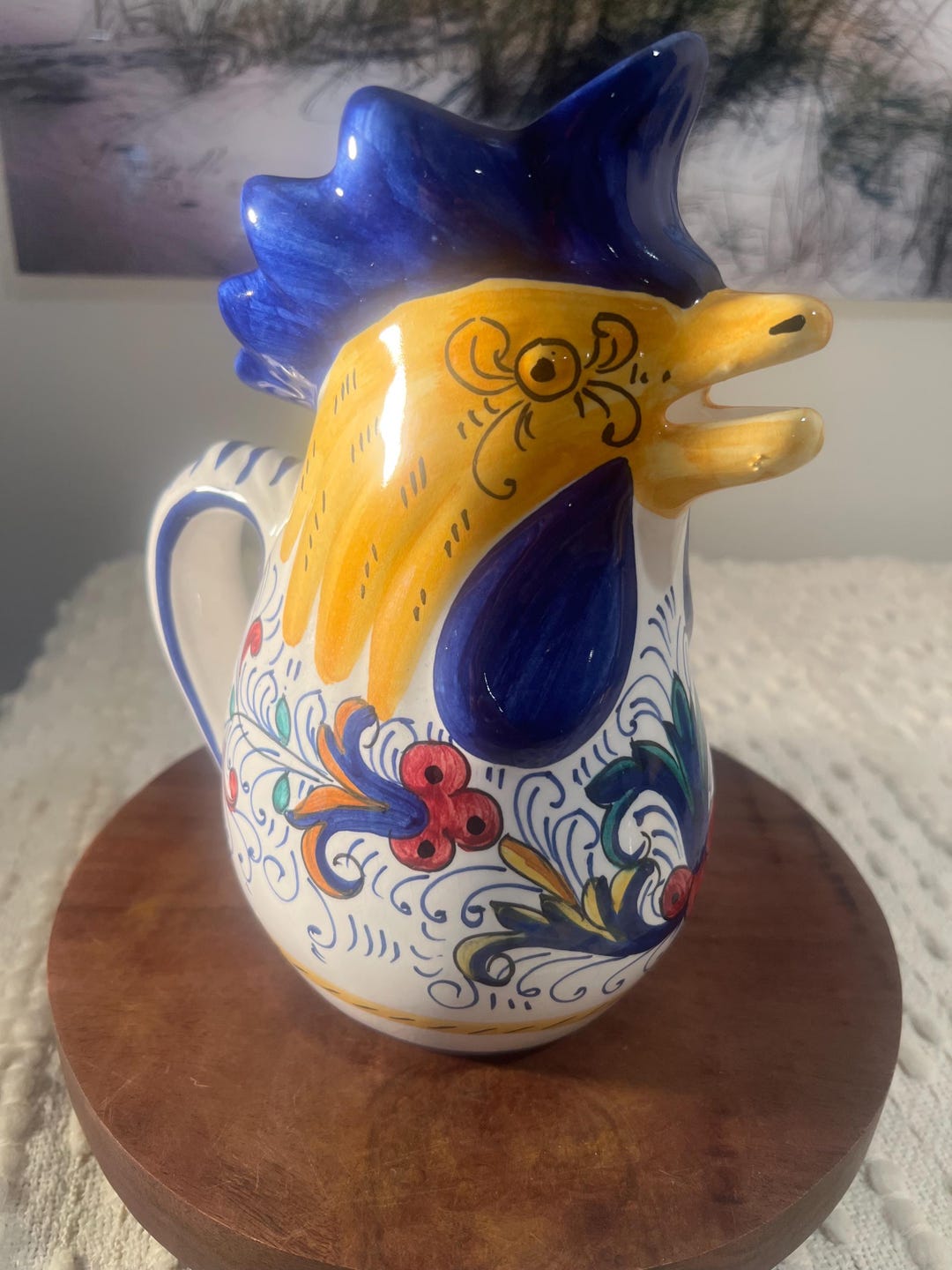 Vintage Deruta Ricco Deruta 48 Ounces Rooster Pitcher Made & Painted by ...