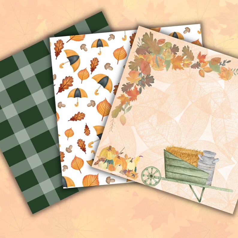 Hello Fall Pattern, Fall Digital Paper Pack, Fall Pattern, Pumpkin ...