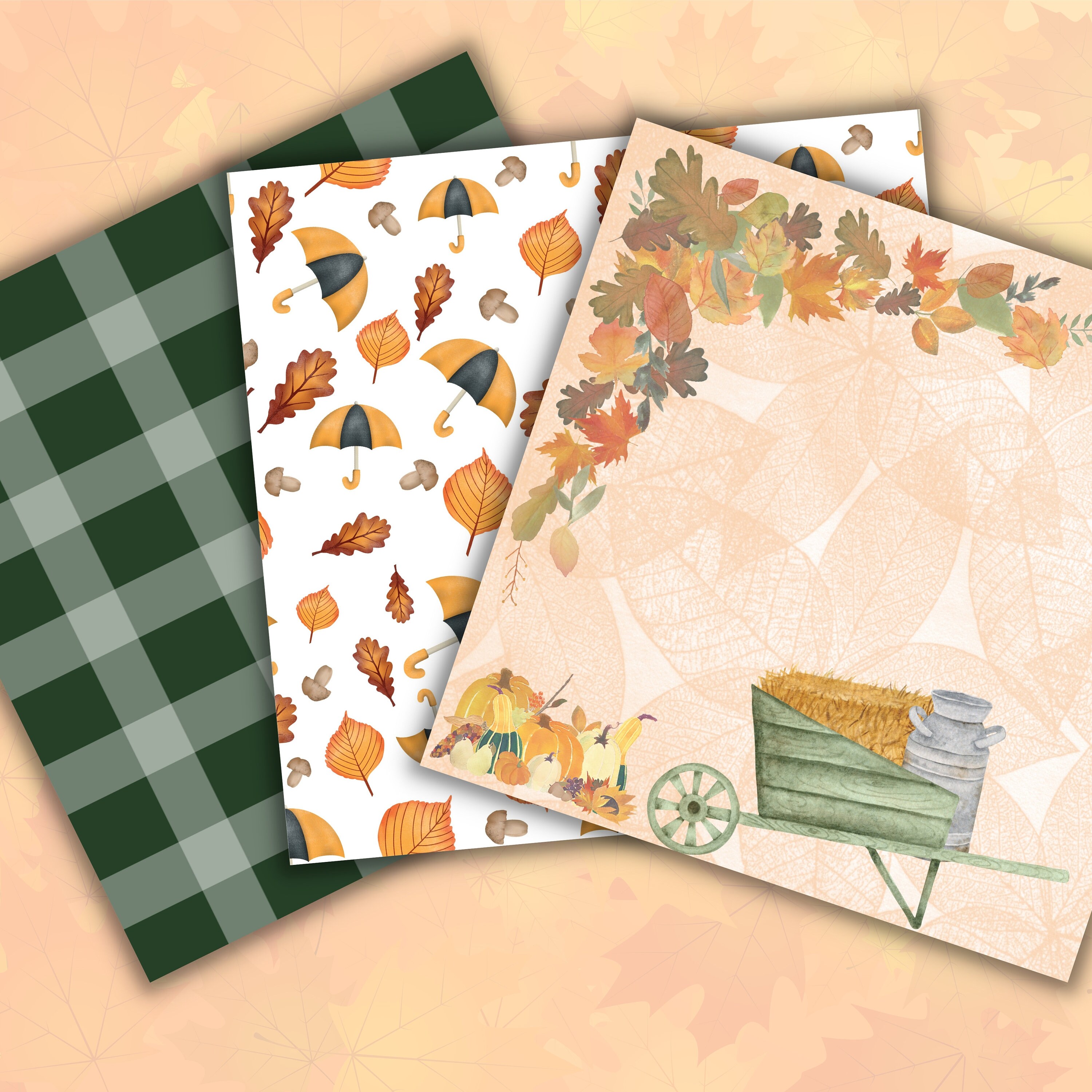 Hello Fall Pattern, Fall Digital Paper Pack, Fall Pattern, Pumpkin ...