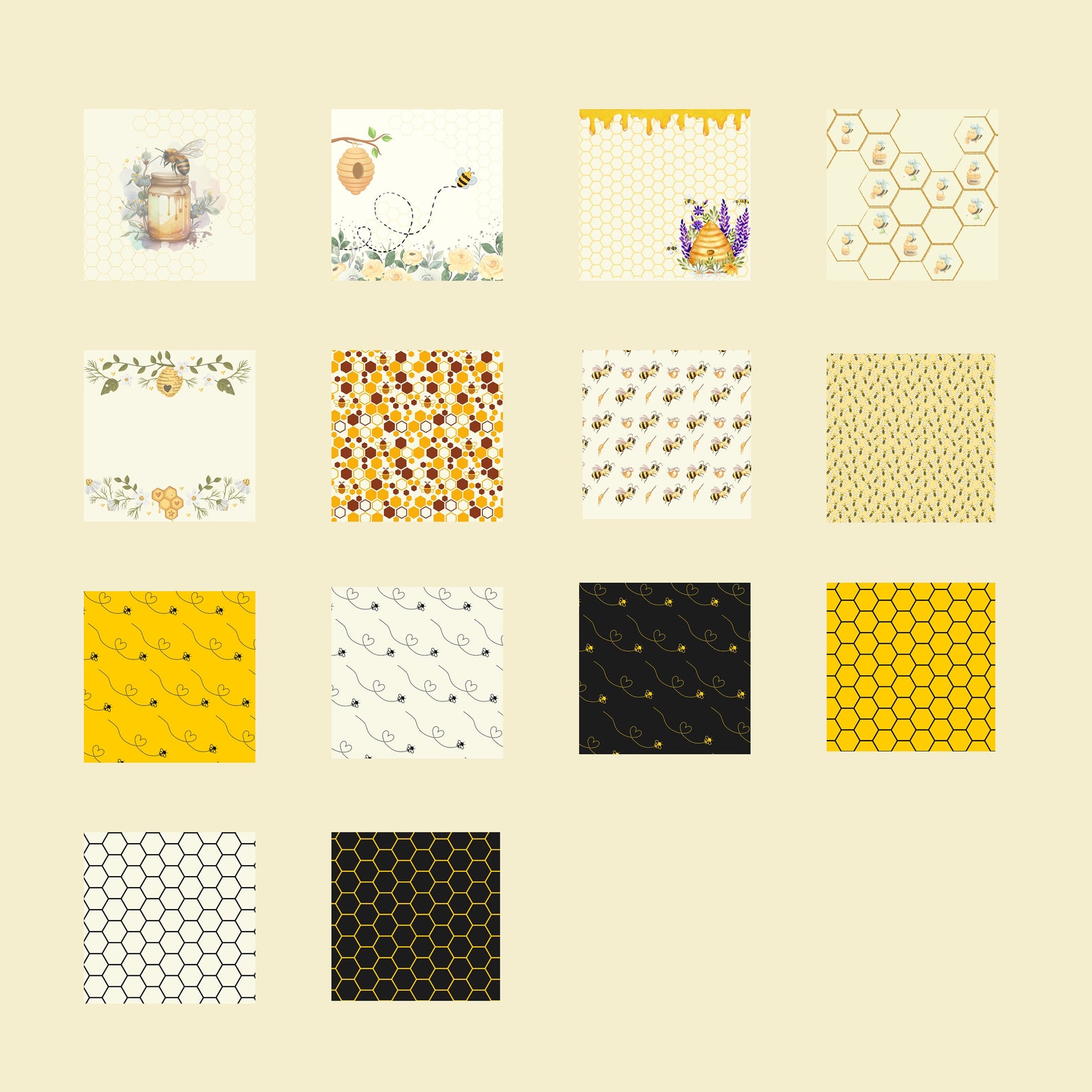 Honey Bee Digital Paper, Bee Seamless Pattern, Honey Bee Party ...