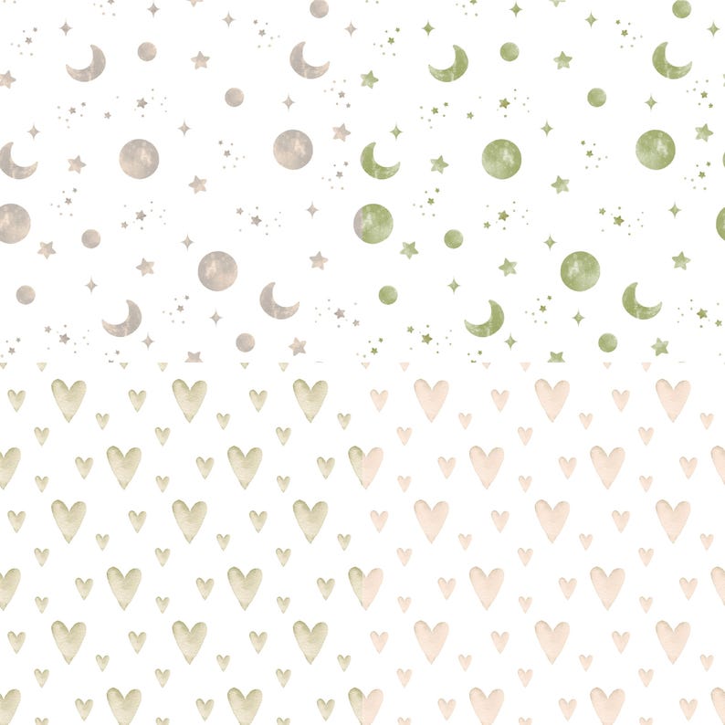 Watercolor Digital Paper Pack Beige Green | Neutral Scrapbook Paper ...