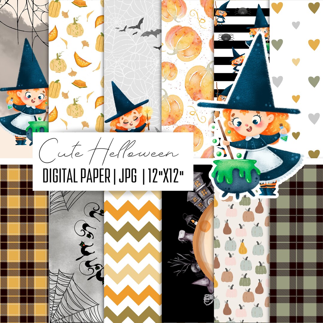 Spooky Halloween Digital Paper Pack: Witch & Ghost Patterns (digital ...