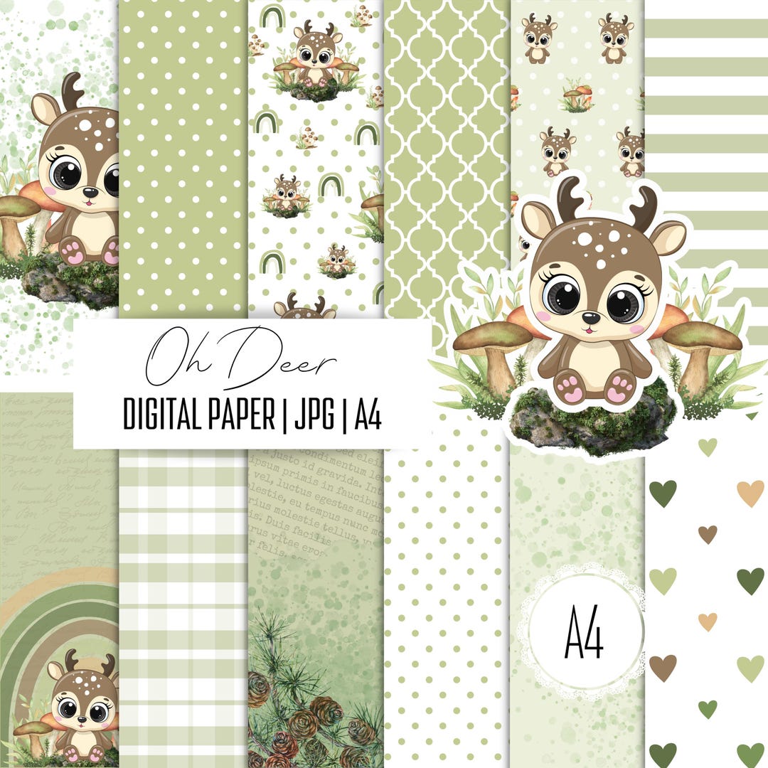 Woodland Digital Paper: Forest Animal Seamless Pattern (A4, Digital ...