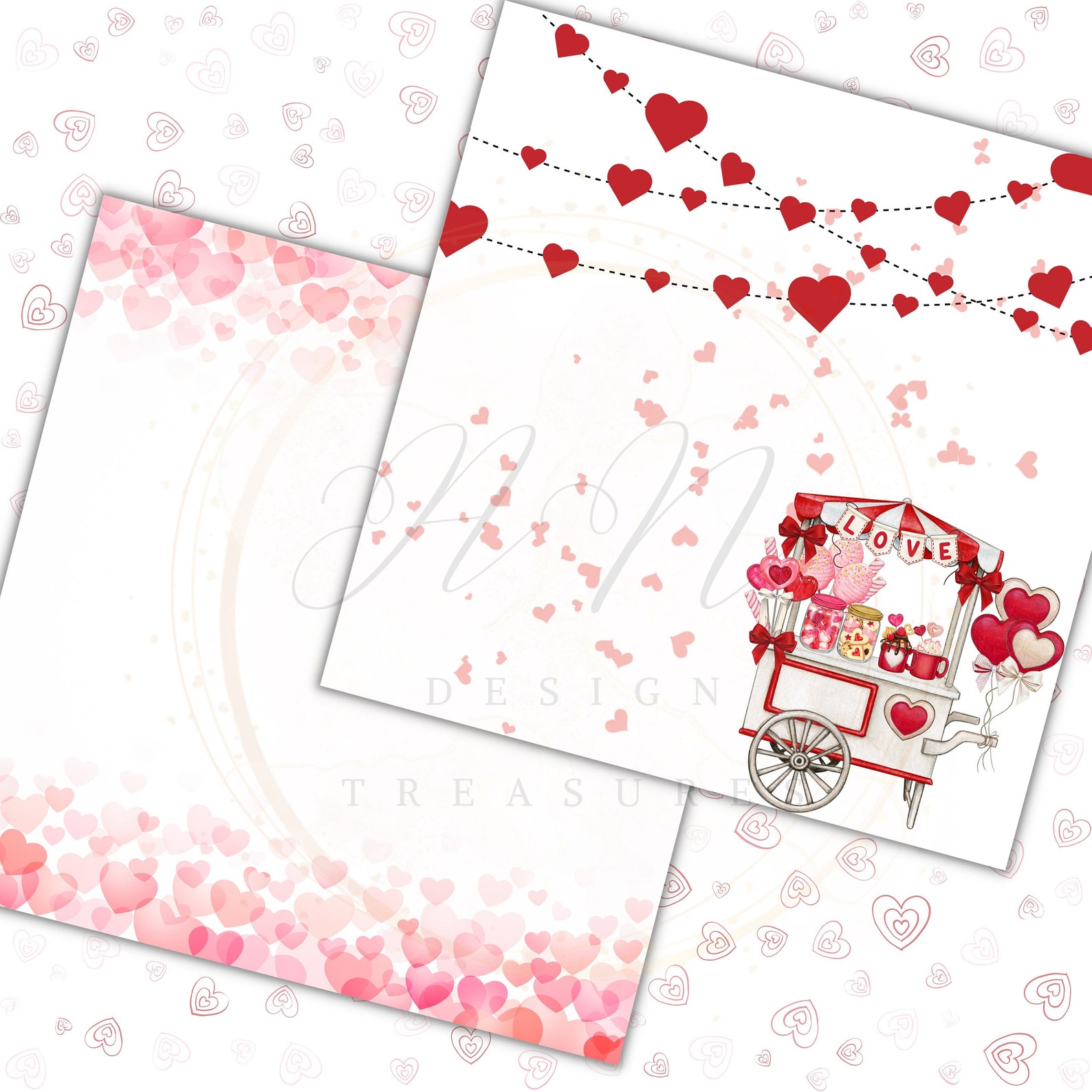 Be My Valentine Digital Paper, Digital Paper Pack, 14th February ...