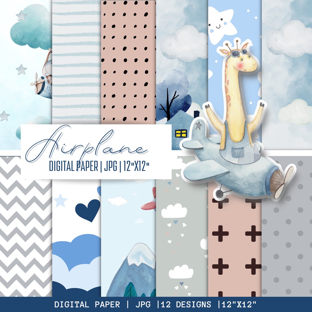 Airplane Digital Paper Pack, Card Making Paper, Paper Crafting ...