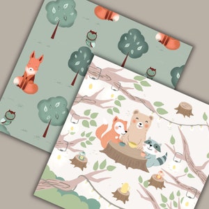 Woodland Digital Paper, Forest Animals, Woodland Background, Seamless ...