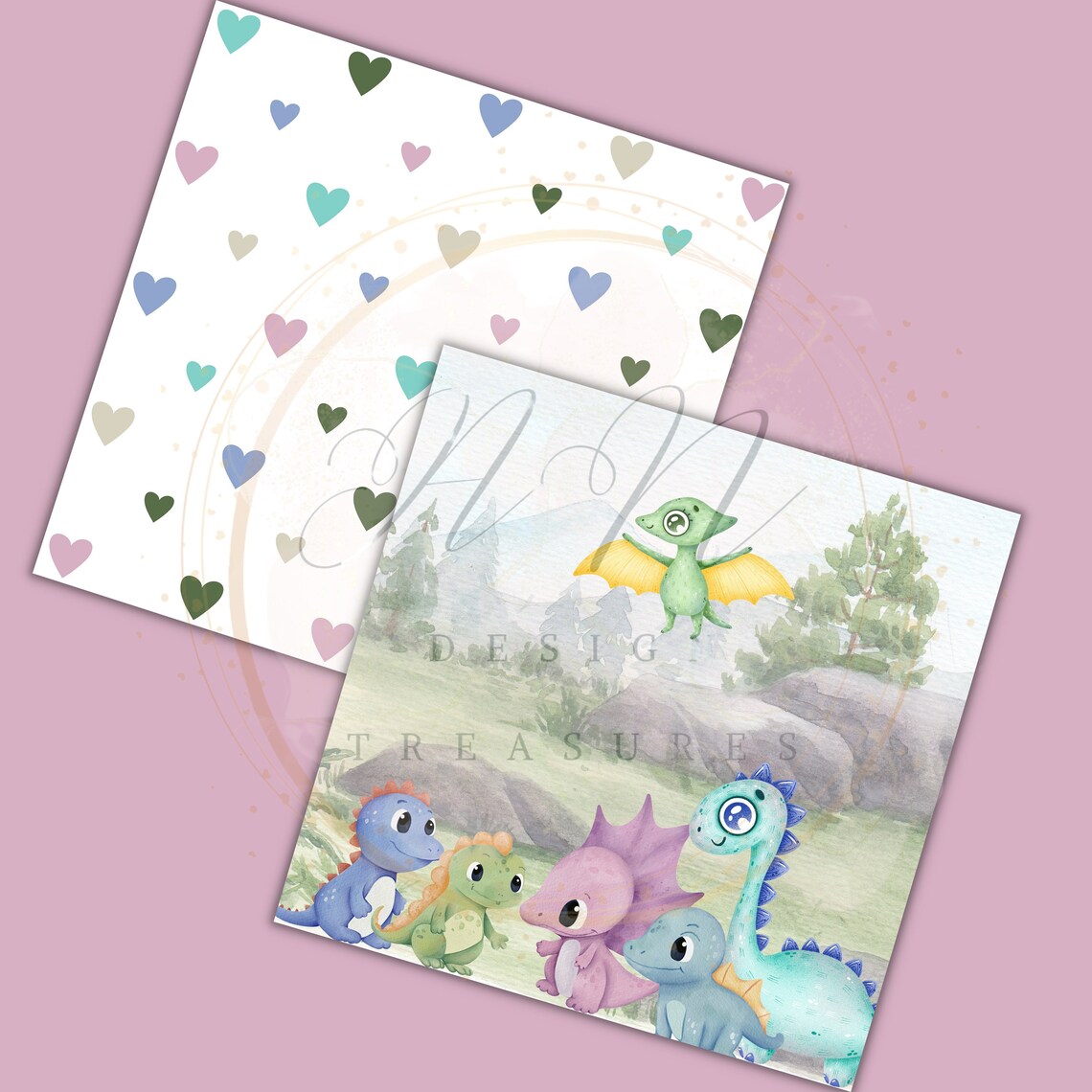 Dino Digital Paper Pack: Jurassic Scrapbook Patterns (instant Download ...