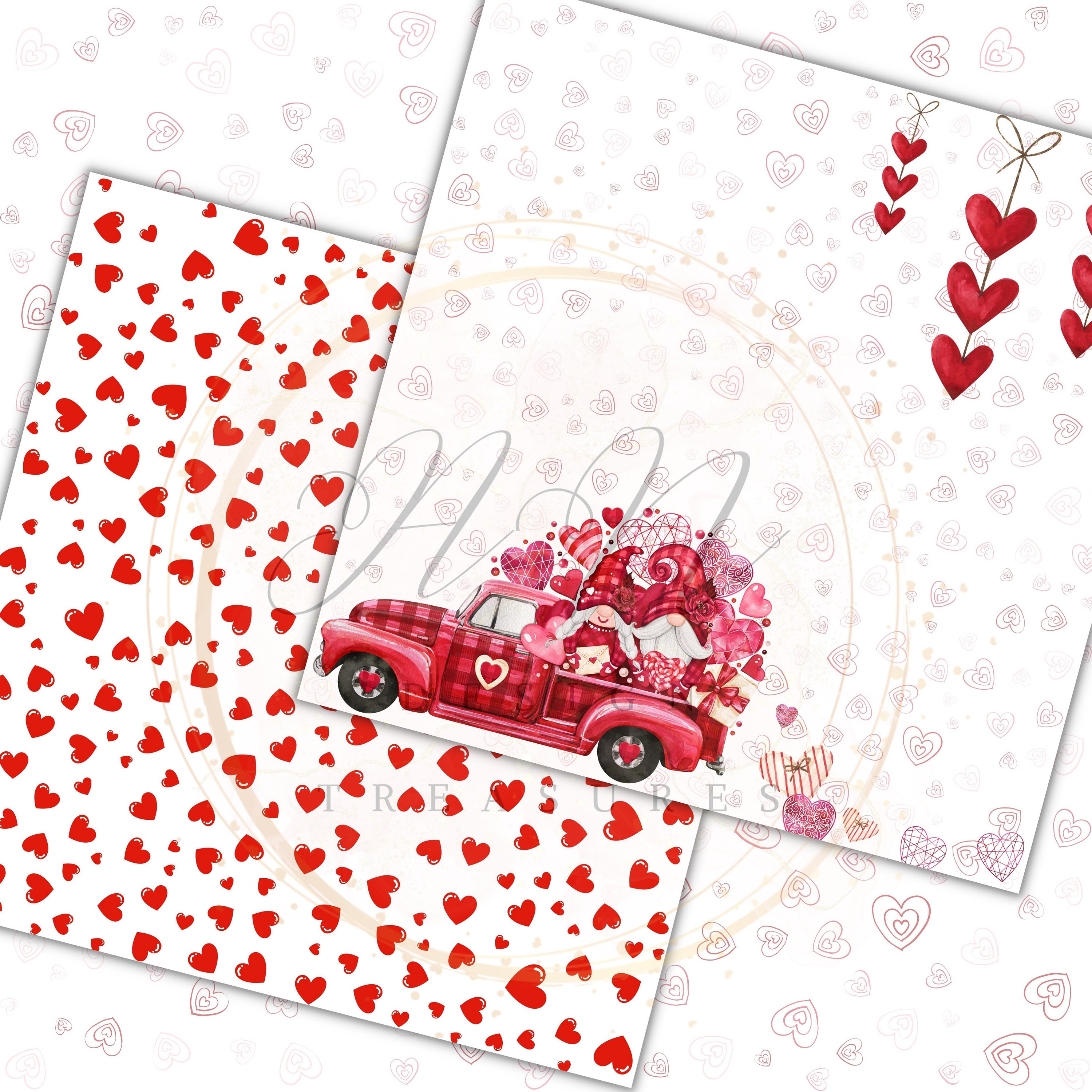Be My Valentine Digital Paper, Digital Paper Pack, 14th February ...